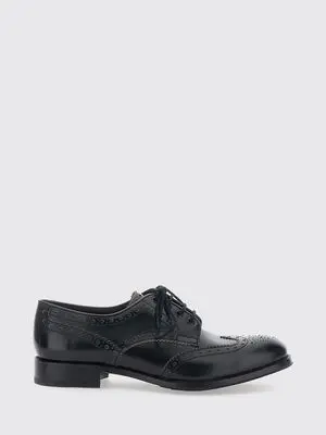 LIDFORT Smooth Leather Wingtip Brogue Derby Shoes - Black