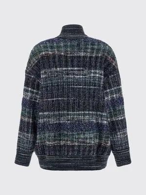Missoni Striped Wool Blend High Neck Cardigan With Dropped Shoulders