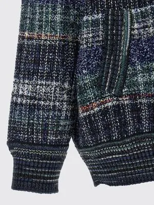 Missoni Striped Wool Blend High Neck Cardigan With Dropped Shoulders