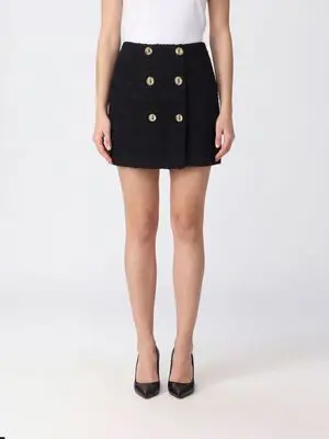 Balmain High-waisted Cotton-blend Pencil Mini Skirt With Buttons