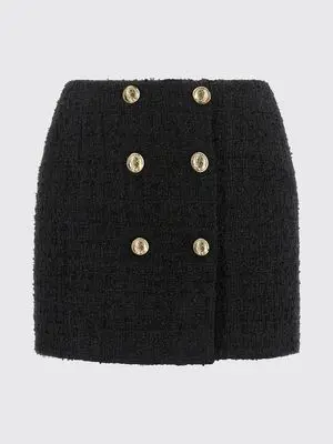 Balmain High-waisted Cotton-blend Pencil Mini Skirt With Buttons