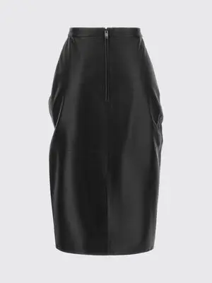 Balmain Draped Asymmetric Lambskin Leather Midi Skirt
