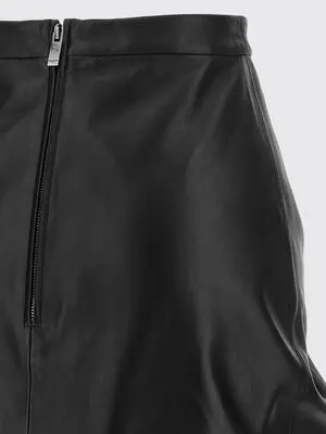 Balmain Draped Asymmetric Lambskin Leather Midi Skirt