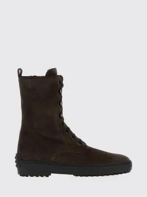 TOD'S Gommino Suede Boots With Wool Interior And Pebble Sole - Brown