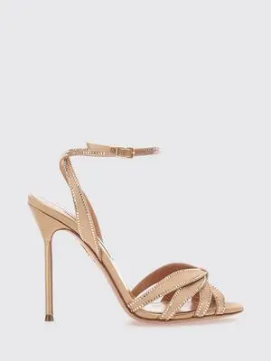 AQUAZZURA Soulmate Crystal-embellished Satin High-heel Sandals - Beige