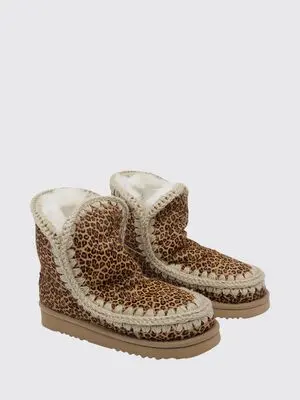 Mou Animal Print Pony Hair Ankle Boots With Wool Lining