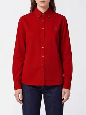 AMI Paris Embroide Logo Button-down Cotton Shirt