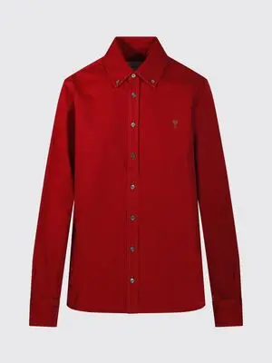 AMI Paris Embroide Logo Button-down Cotton Shirt