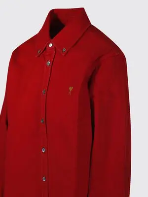 AMI Paris Embroide Logo Button-down Cotton Shirt