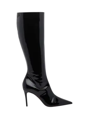 Paris Texas Vera Knee-high Patent Leather Boots With Stiletto Heel - Black