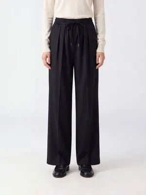 Max Mara High-waisted Virgin Wool Palazzo Trousers With Drawstring