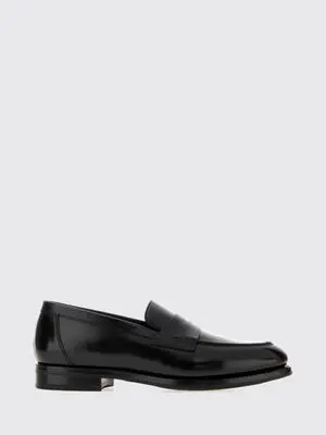 Santoni Smooth Calf Leather Penny Loafers With Saddle Strap