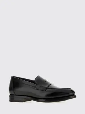 Santoni Smooth Calf Leather Penny Loafers With Saddle Strap