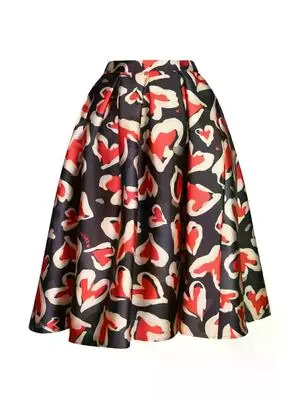 ALESSANDRO ENRIQUEZ Heart-print Pleated Midi Skirt