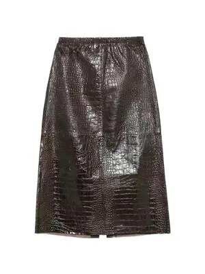 ALYSI Croc-effect Leather Midi Skirt