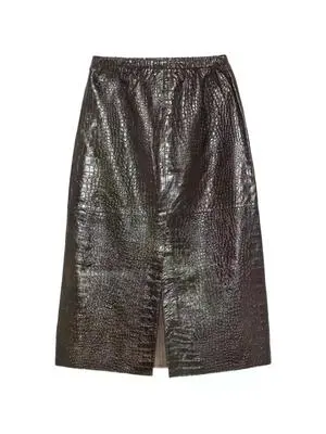ALYSI Croc-effect Leather Midi Skirt