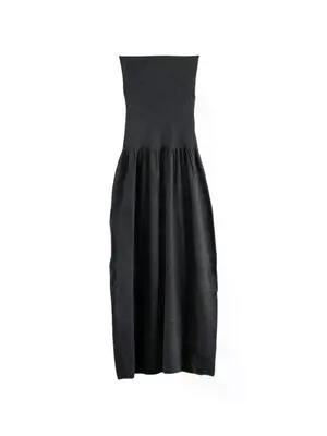 AMOMENTO Strapless Gathered-waist Maxi Dress
