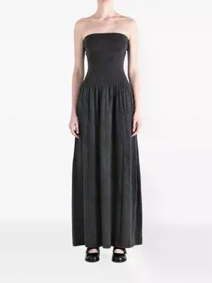 AMOMENTO Strapless Gathered-waist Maxi Dress