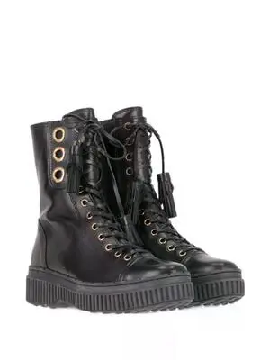 TOD'S Tassel-detail Lace-up Boots - Black