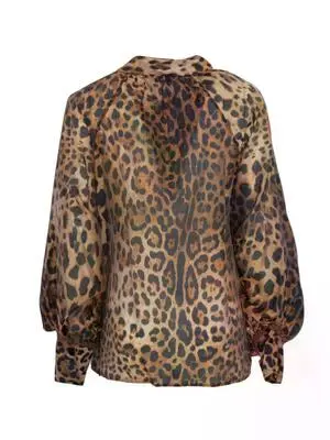 Pho Firenze Leopard-print Pussy-bow Blouse