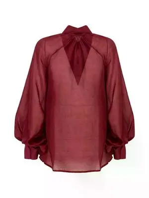 Pho Firenze Pussy-bow Blouson-sleeve Blouse