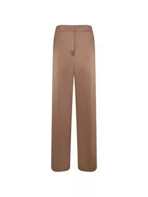 BLANCA VITA Satin-finish Palazzo Pants - Brown