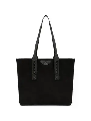 AVITEUR Woven-handle Suede Tote Bag