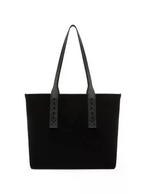 AVITEUR Woven-handle Suede Tote Bag