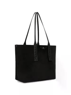 AVITEUR Woven-handle Suede Tote Bag