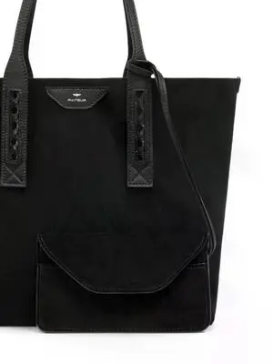 AVITEUR Woven-handle Suede Tote Bag