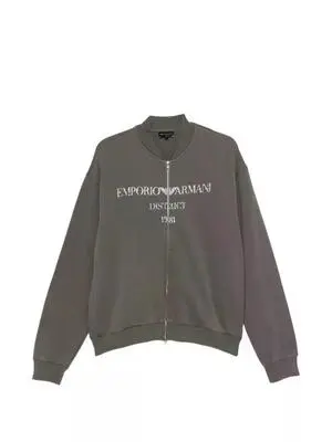 Emporio Armani Logo-print Zip-up Sweatshirt - Grey