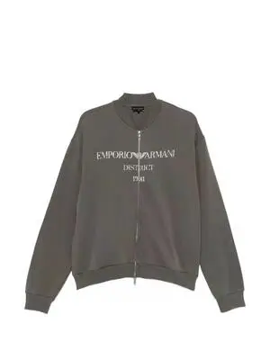 Emporio Armani Logo-print Zip-up Sweatshirt - Grey
