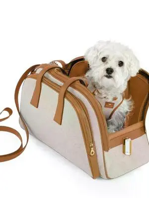 AVITEUR Leather-trim Canvas Pet Carrier
