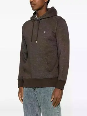 Gant Shield Drawstring Hoodie - Brown