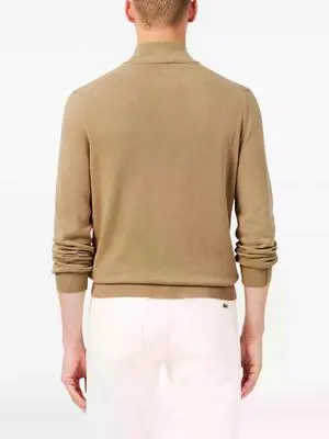 Lacoste High-neck Cotton Sweater With Zipper