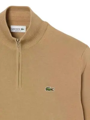 Lacoste High-neck Cotton Sweater With Zipper