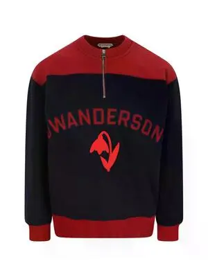 JW Anderson Logo-patch Quarter-zip Sweatshirt - Blue