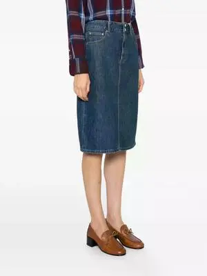 Gant Double-button Denim Midi Skirt - Blue