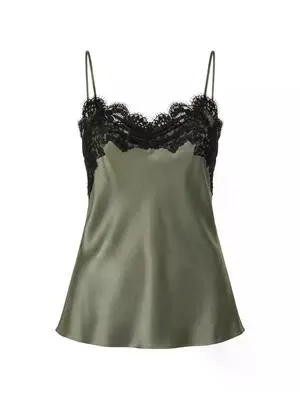 IRO PARIS Lace-trim Silk Camisole Top - Green
