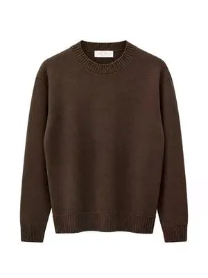 THE PULL Crew-neck Virgin Wool Sweater - Brown