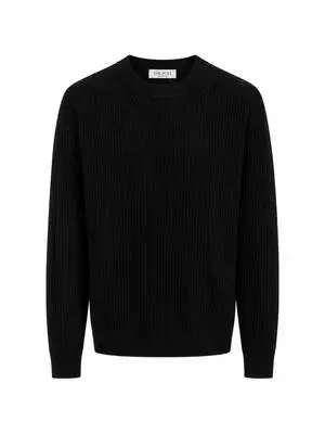 THE PULL Ribbed-knit Crew-neck Sweater - Black