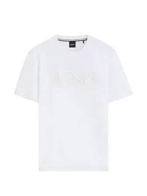 BOSS Cotton-jersey T-shirt With Logo Artwork - White
