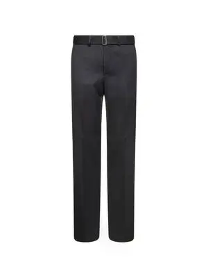 LARDINI Belted Pressed-crease Trousers - Grey