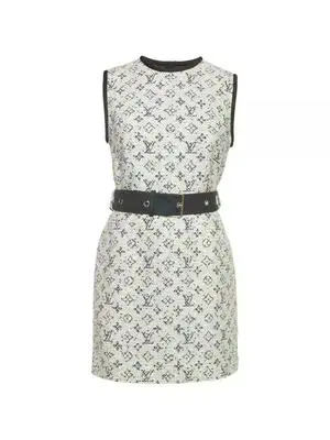 LOUIS VUITTON Monogram-pattern Mini Dress - Neutrals