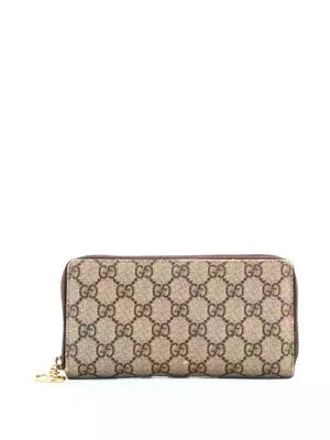 Gucci Zip Around Wallet Gg Coated Canvas Long Small Wallets - Brown