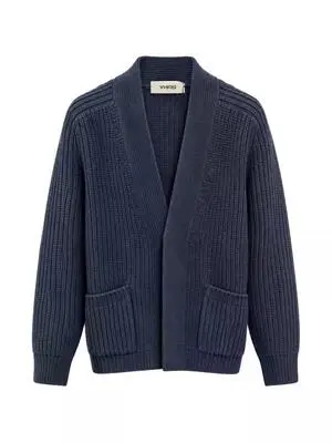 ANIPS Ribbed-knit V-neck Cardigan - Blue