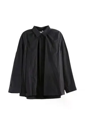 AMOMENTO Pleated Long-sleeve Shirt - Black