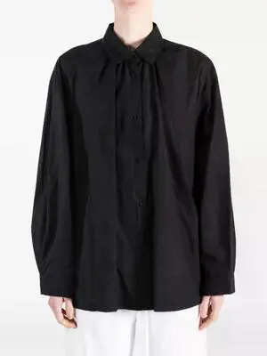 AMOMENTO Pleated Long-sleeve Shirt - Black