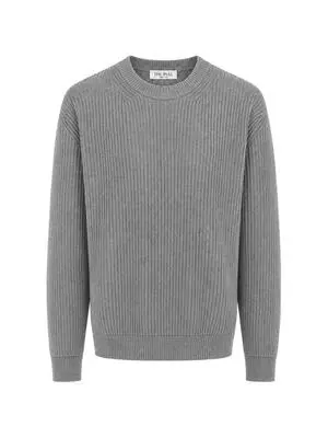 THE PULL Ribbed-knit Crew-neck Sweater - Grey