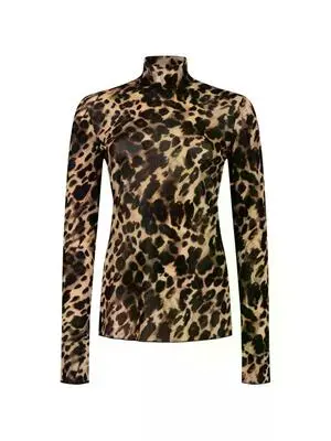 Marina Rinaldi Leopard-print High-neck Top